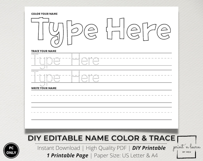 Custom Name Tracing Sheet, Handwriting Practice, Name Writing, Name ...