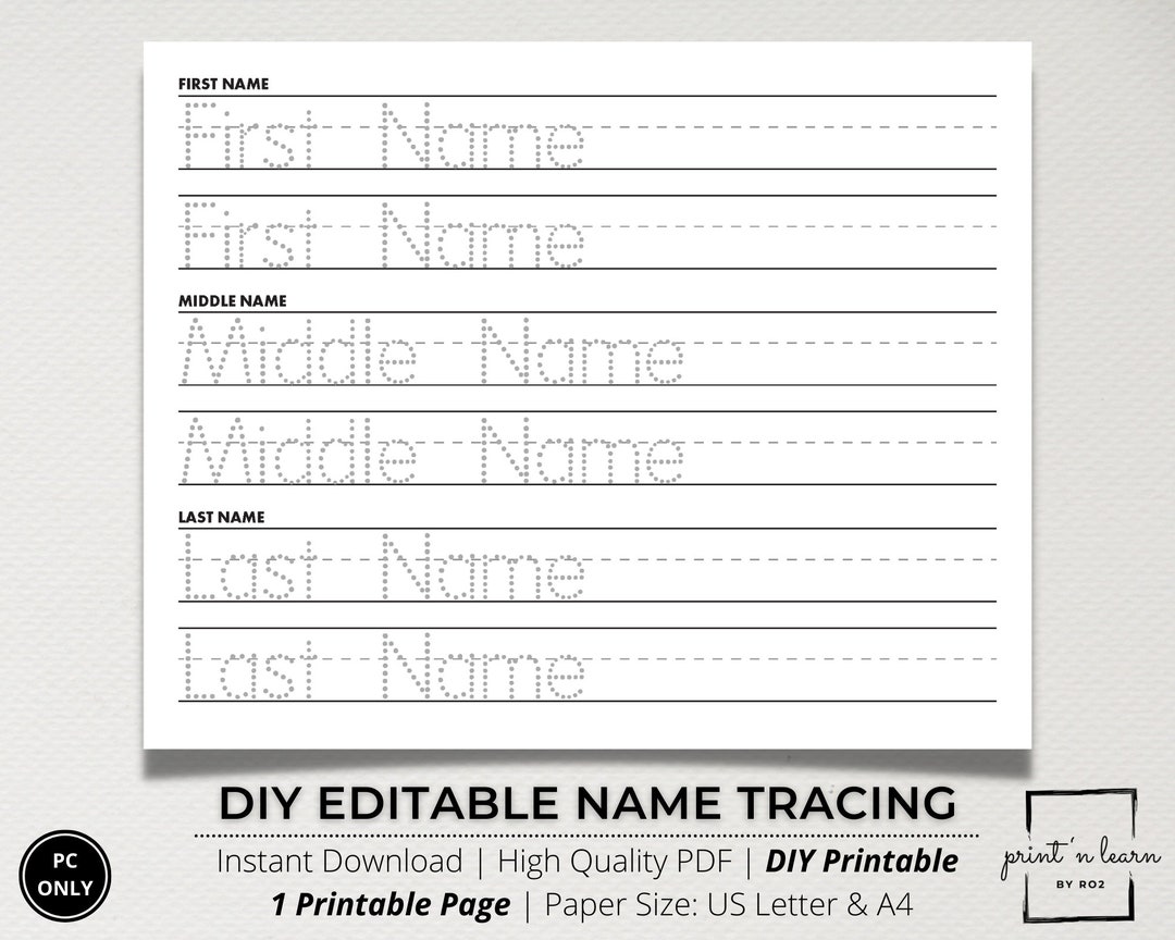 Custom Name Tracing Sheet, Handwriting Practice, Name Writing, Name ...