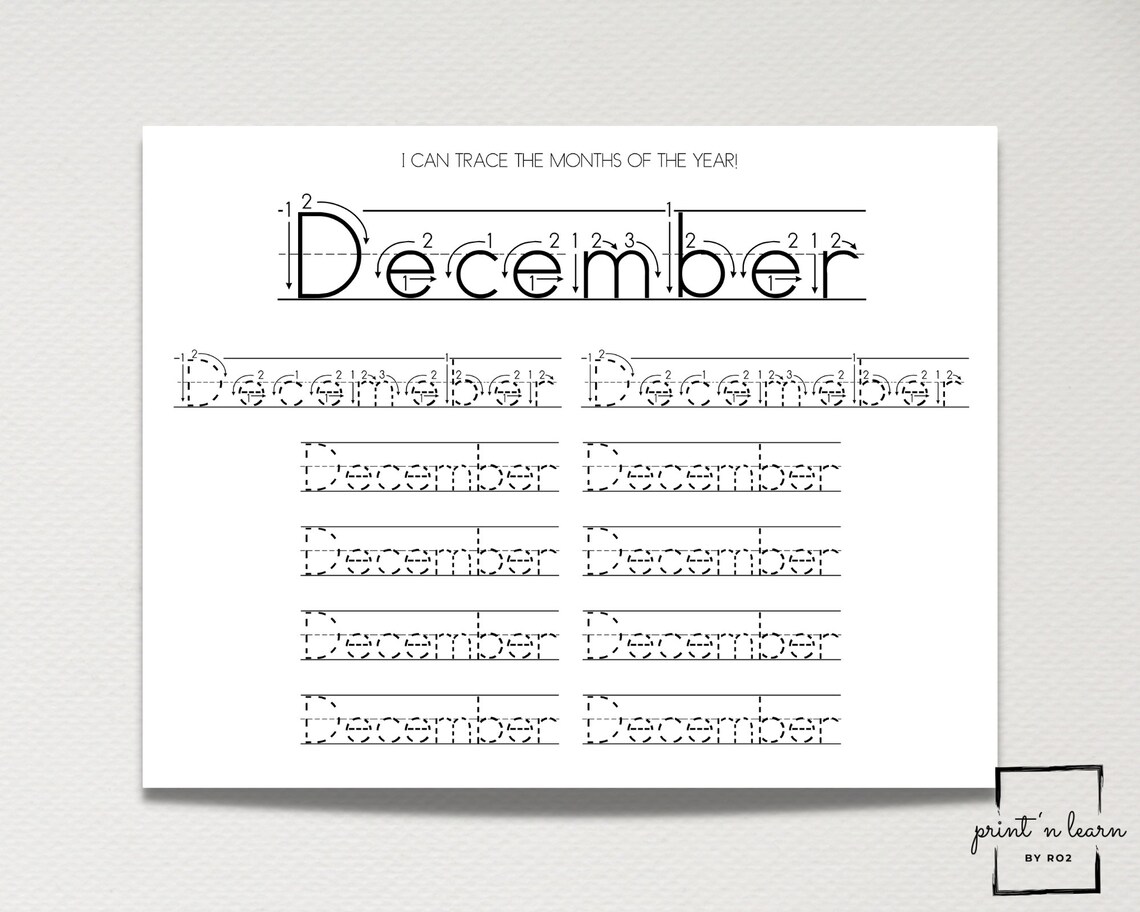Months Tracing Packet, Handwriting Practice, Tracing Worksheets ...