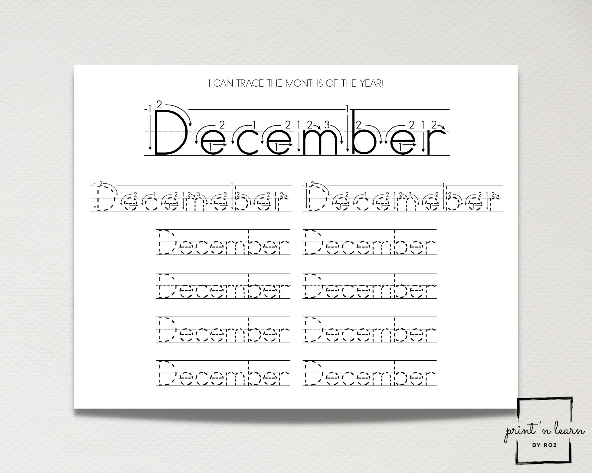 Months Tracing Packet, Handwriting Practice, Tracing Worksheets ...