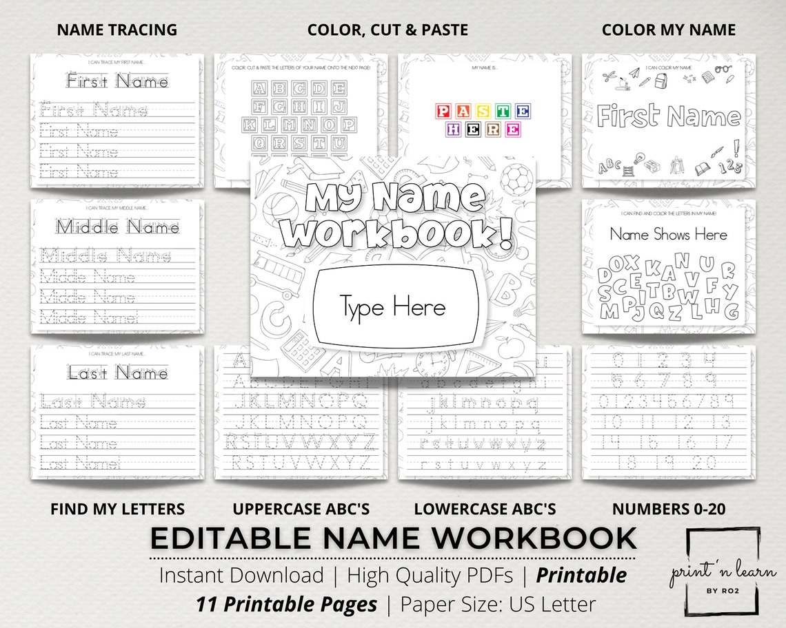 EDITABLE Name Tracing Packet Handwriting Practice Name - Etsy