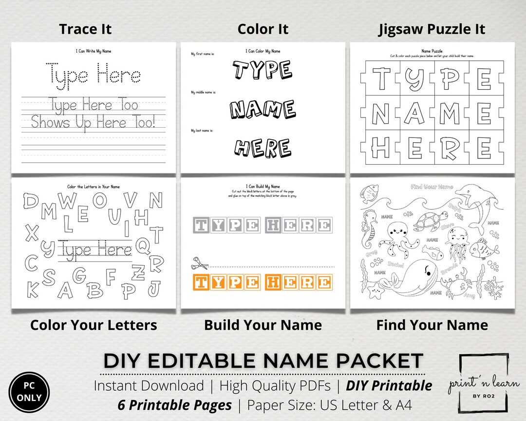 Custom Name Tracing Packet, Handwriting Practice, Name Writing, Name ...