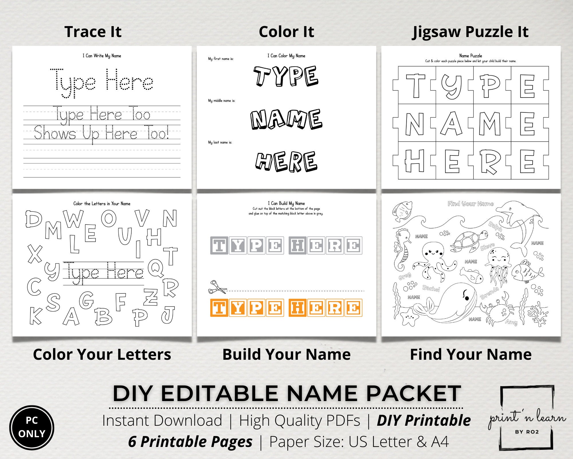 Custom Name Tracing Packet, Handwriting Practice, Name Writing, Name ...