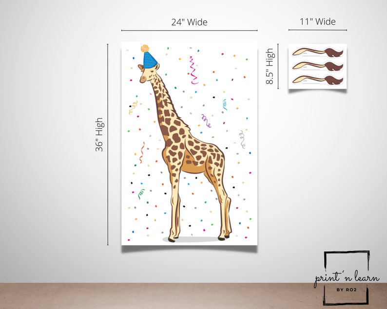 Pin the Tail on the Giraffe, Party Animals Decor, Jungle Animals Decor ...