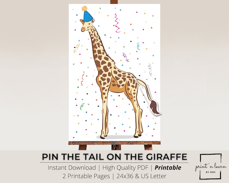 Pin the Tail on the Giraffe, Party Animals Decor, Jungle Animals Decor ...