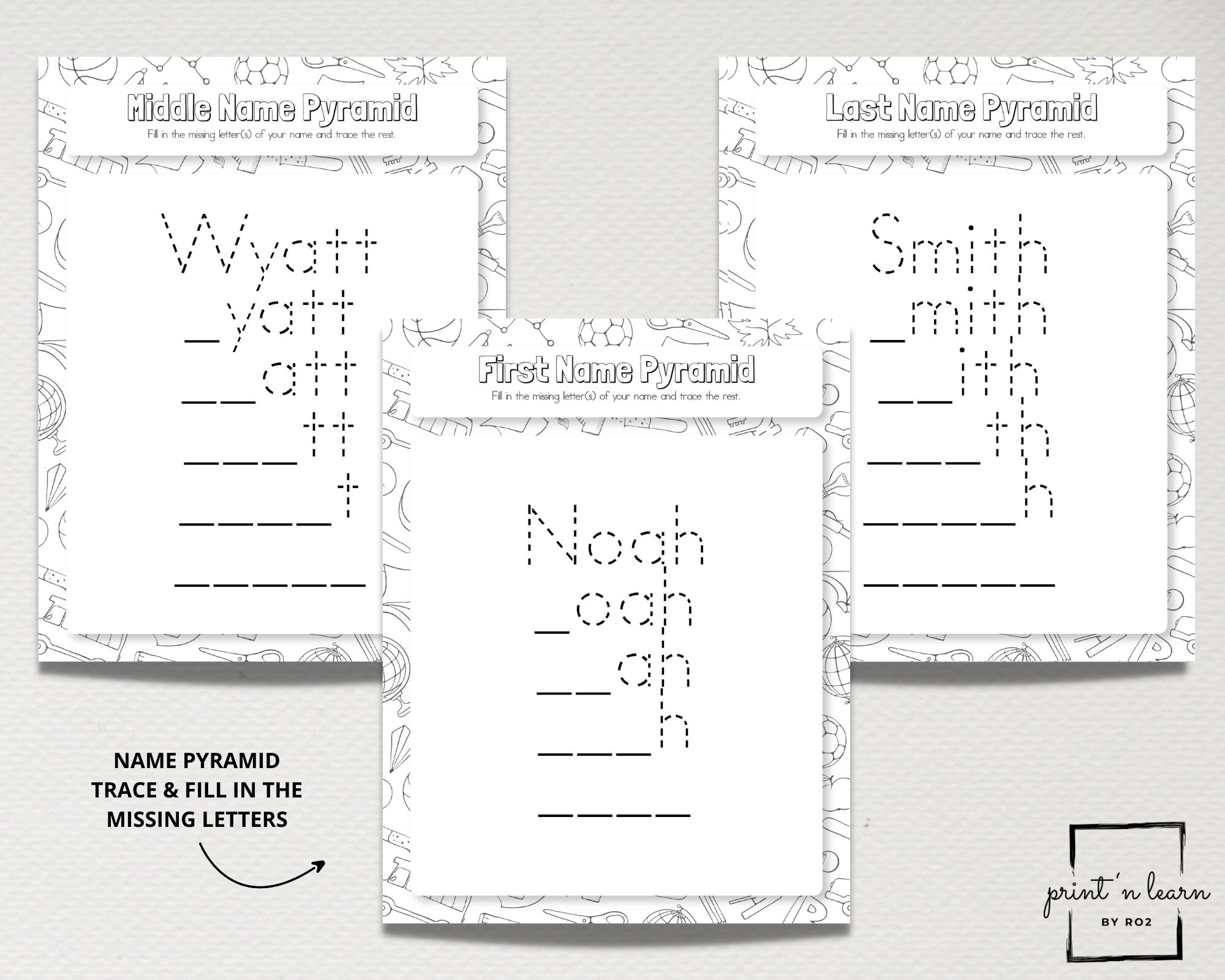 CUSTOM Name Tracing Packet, Handwriting Practice, Name Writing, Name ...