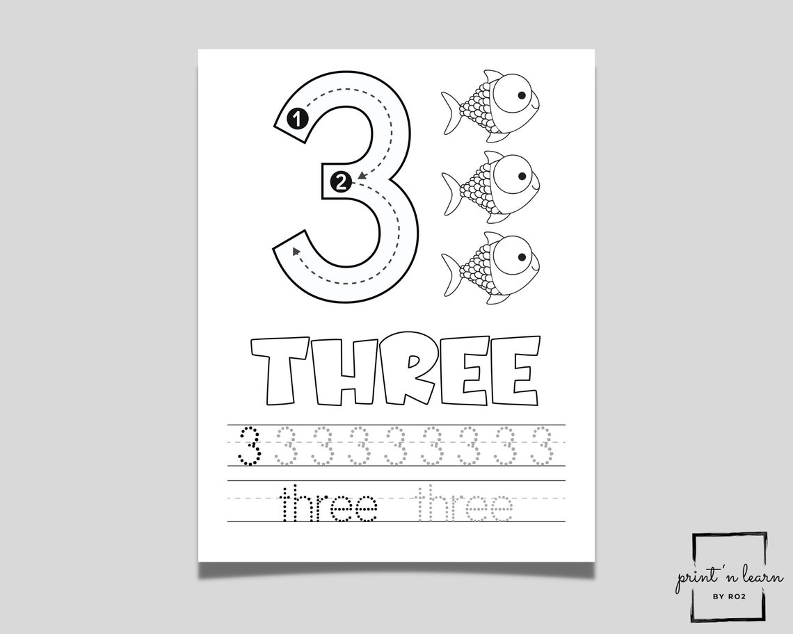 Numbers Worksheet Handwriting Practice Number Writing - Etsy
