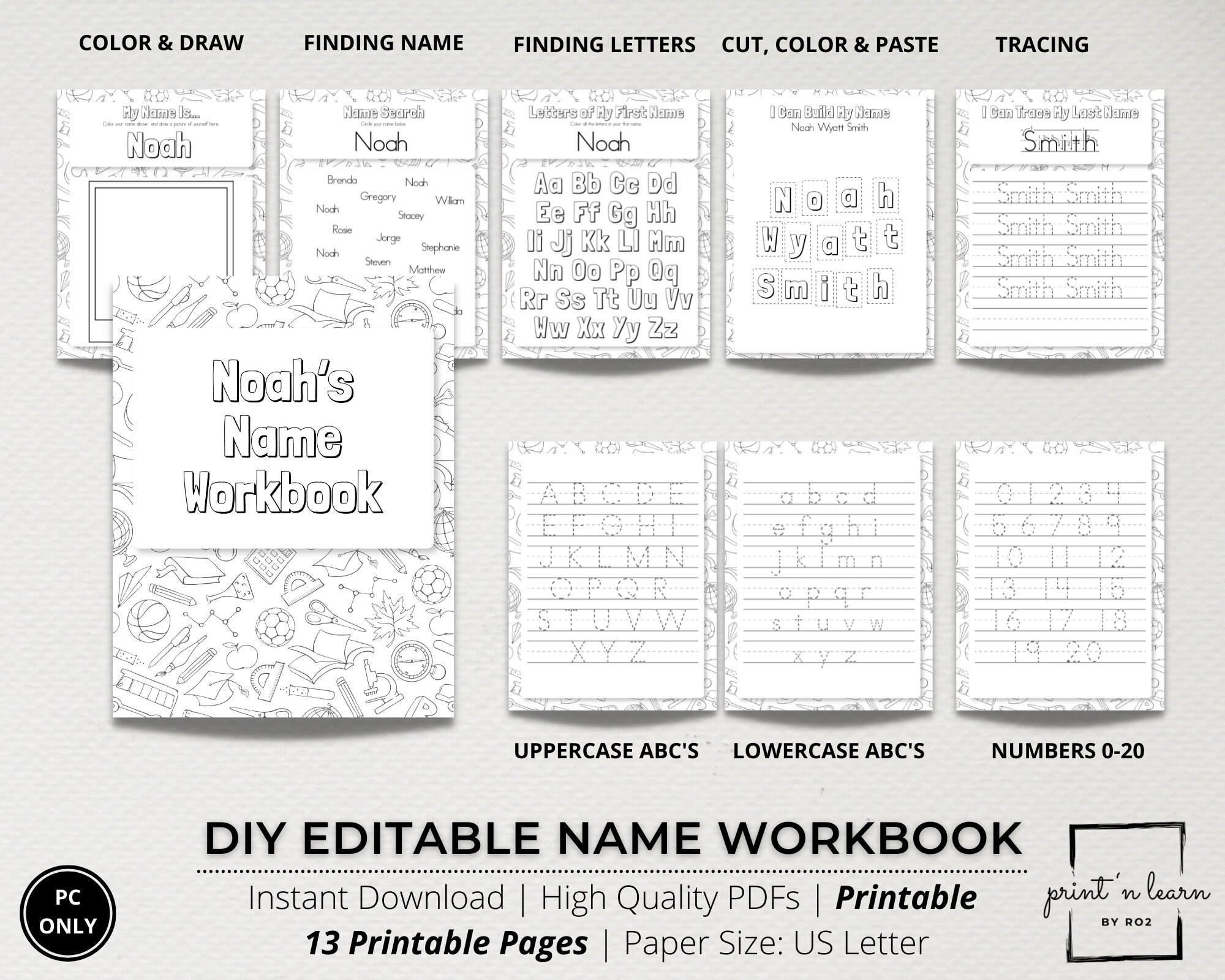 CUSTOM Name Tracing Packet, Handwriting Practice, Name Writing, Name ...