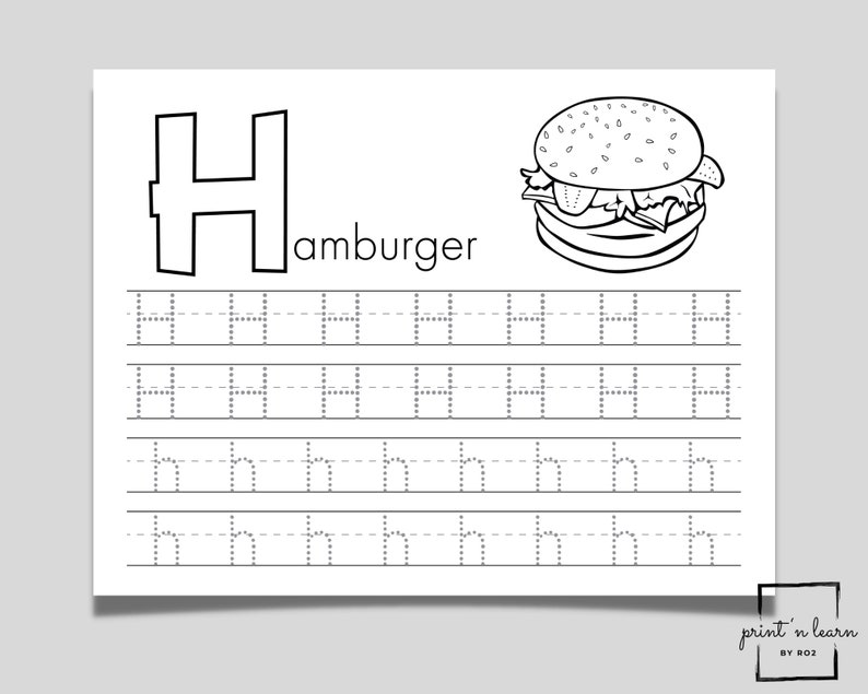 Food Alphabet Worksheet, Handwriting Practice, ABC Writing, Alphabet ...