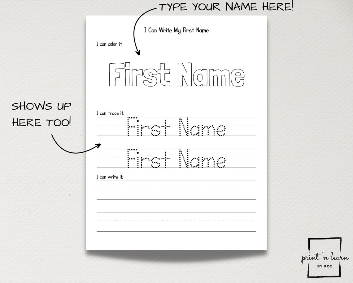Custom Name Tracing Packet, Handwriting Practice, Name Writing, Name ...