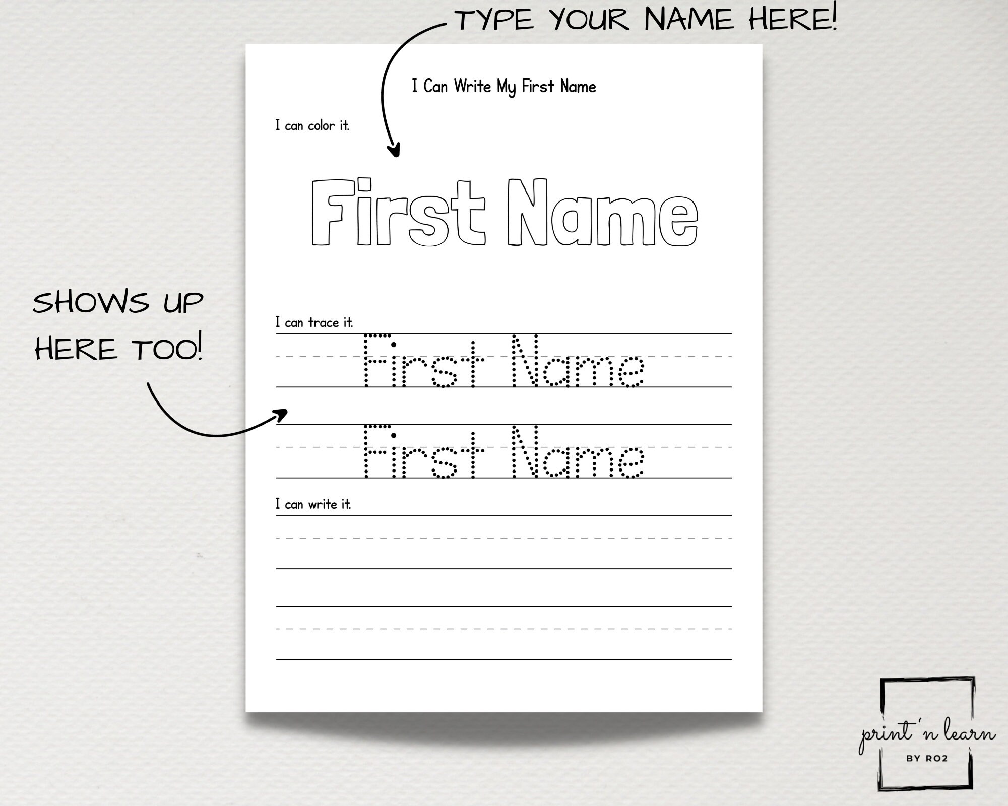 Custom Name Tracing Packet, Handwriting Practice, Name Writing, Name ...