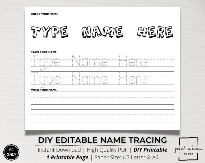 Custom Name Tracing Sheet, Handwriting Practice, Name Writing, Name ...
