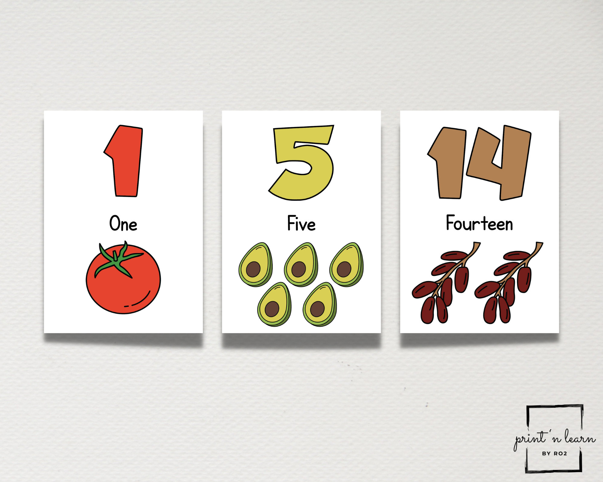 Number Flashcards, Count to 20, Fruit Flashcards, Printable Prek ...