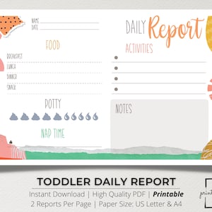 Toddler Daily Log Template, Daily Report, Toddler Report, Daycare ...
