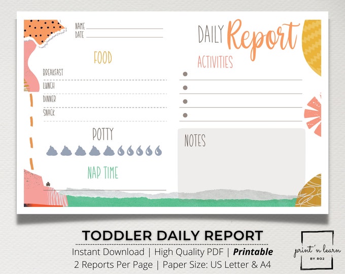 Toddler Daily Log Template, Daily Report, Toddler Report, Daycare ...