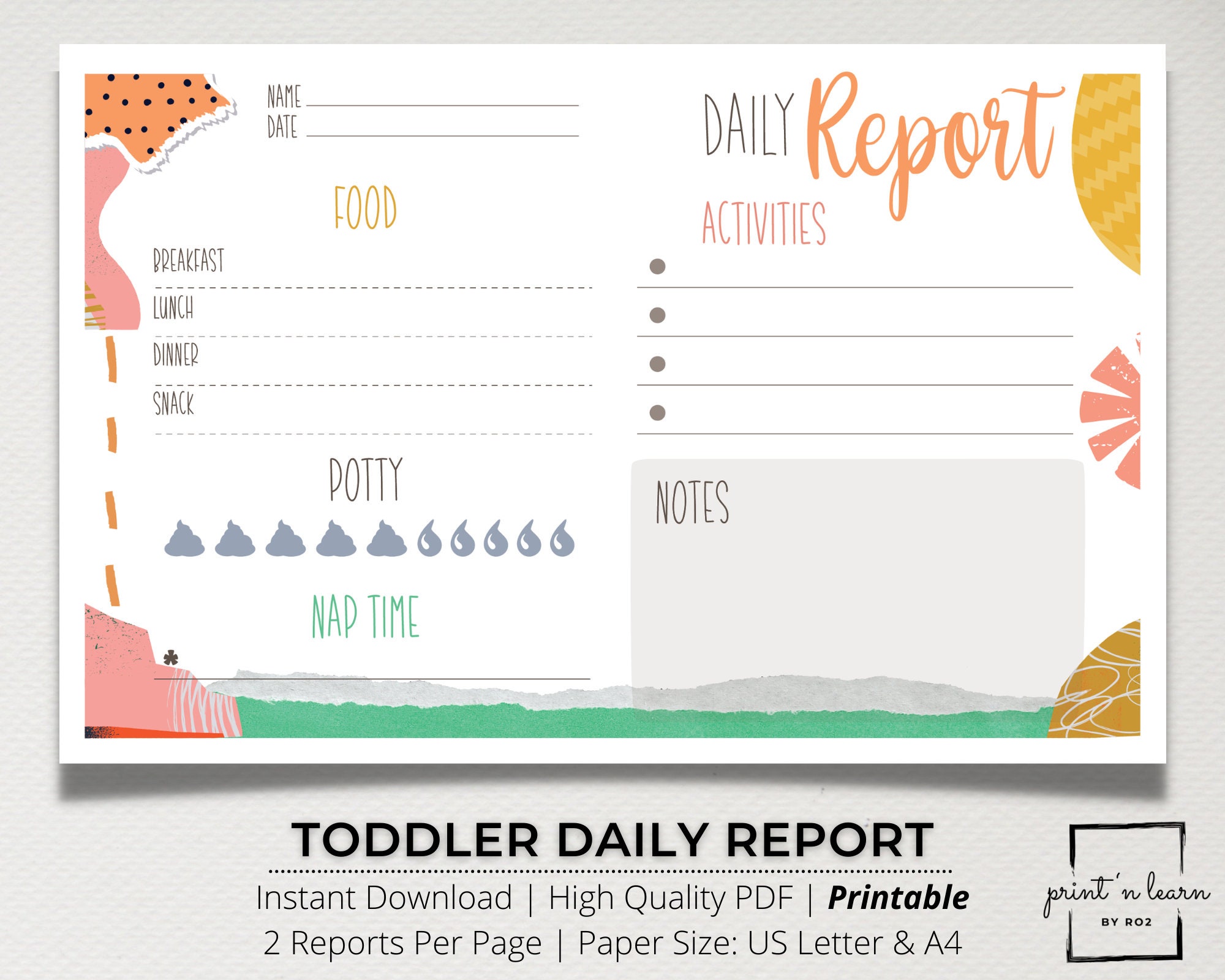 Toddler Daily Log Template, Daily Report, Toddler Report, Daycare ...