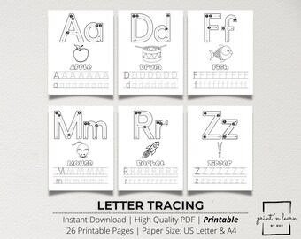 Alphabet Worksheet, Handwriting Practice, ABC Writing, Alphabet Tracing ...