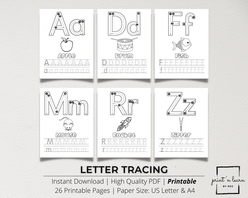 Alphabet Worksheet, Handwriting Practice, ABC Writing, Alphabet Tracing ...