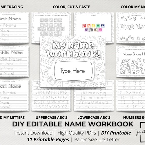Editable Name Tracing Worksheet Printable Autofill Handwriting - Etsy