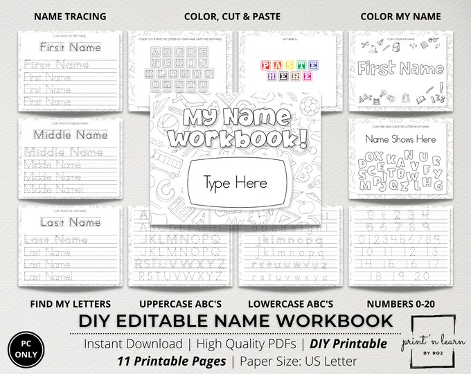 EDITABLE Name Tracing Packet, Handwriting Practice, Name Writing, Name ...