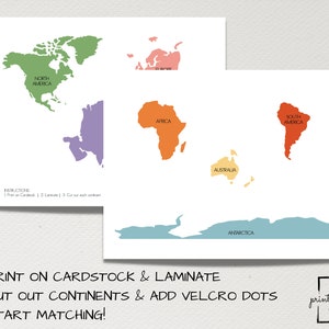 Continents Bundle, Flashcards, Matching, Coloring Pages, Homeschool ...