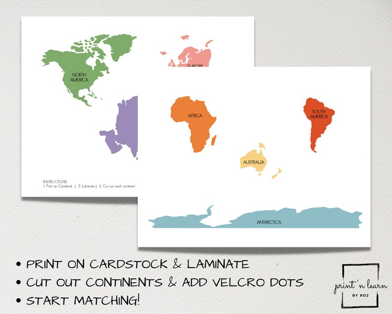 Continents Bundle, Flashcards, Matching, Coloring Pages, Homeschool ...