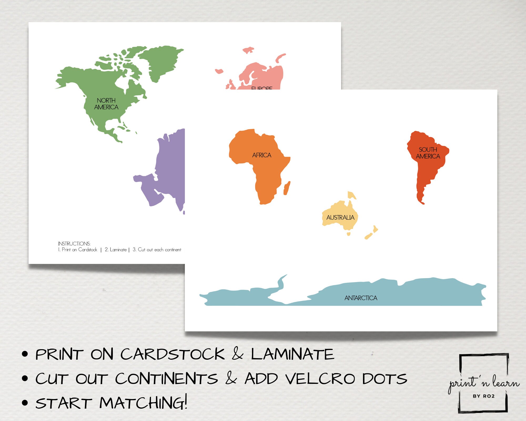 Continents Bundle, Flashcards, Matching, Coloring Pages, Homeschool ...