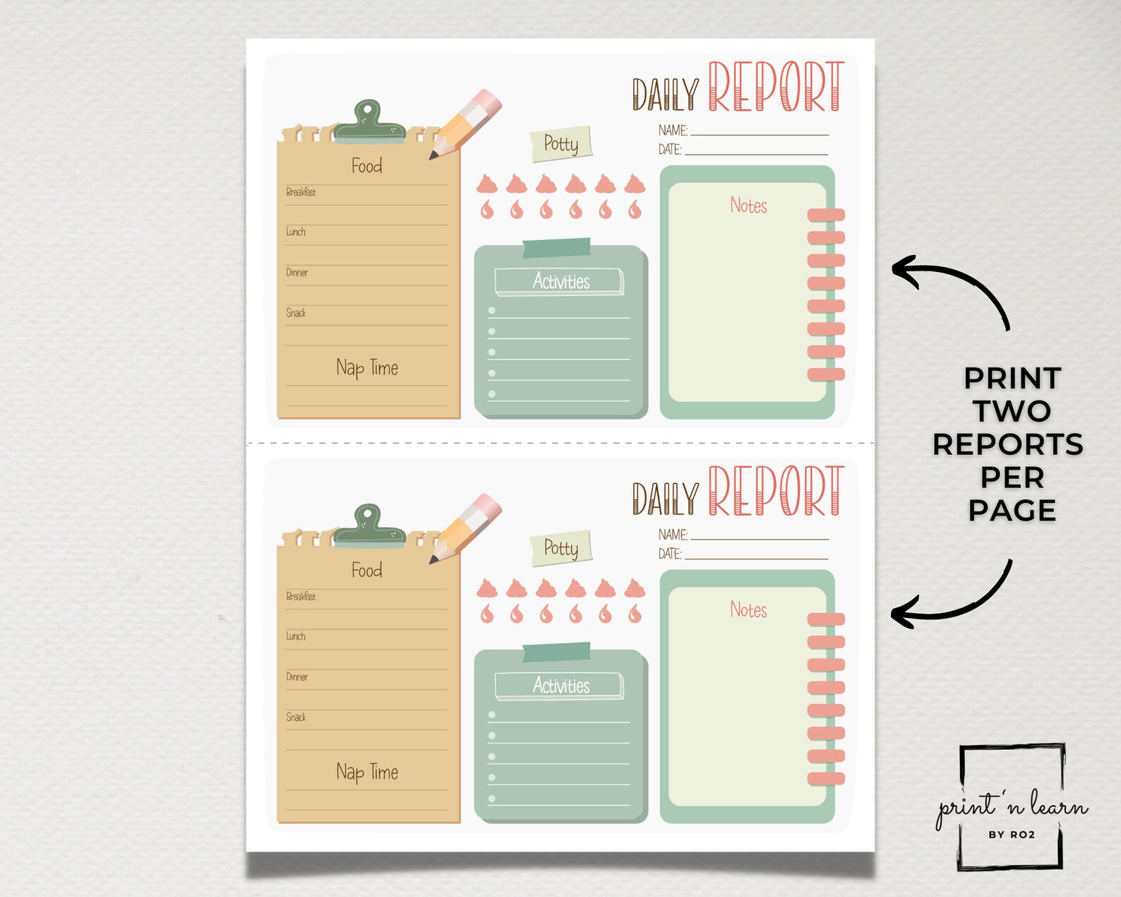 Toddler Daily Log Template, Daily Report, Toddler Report, Daycare ...