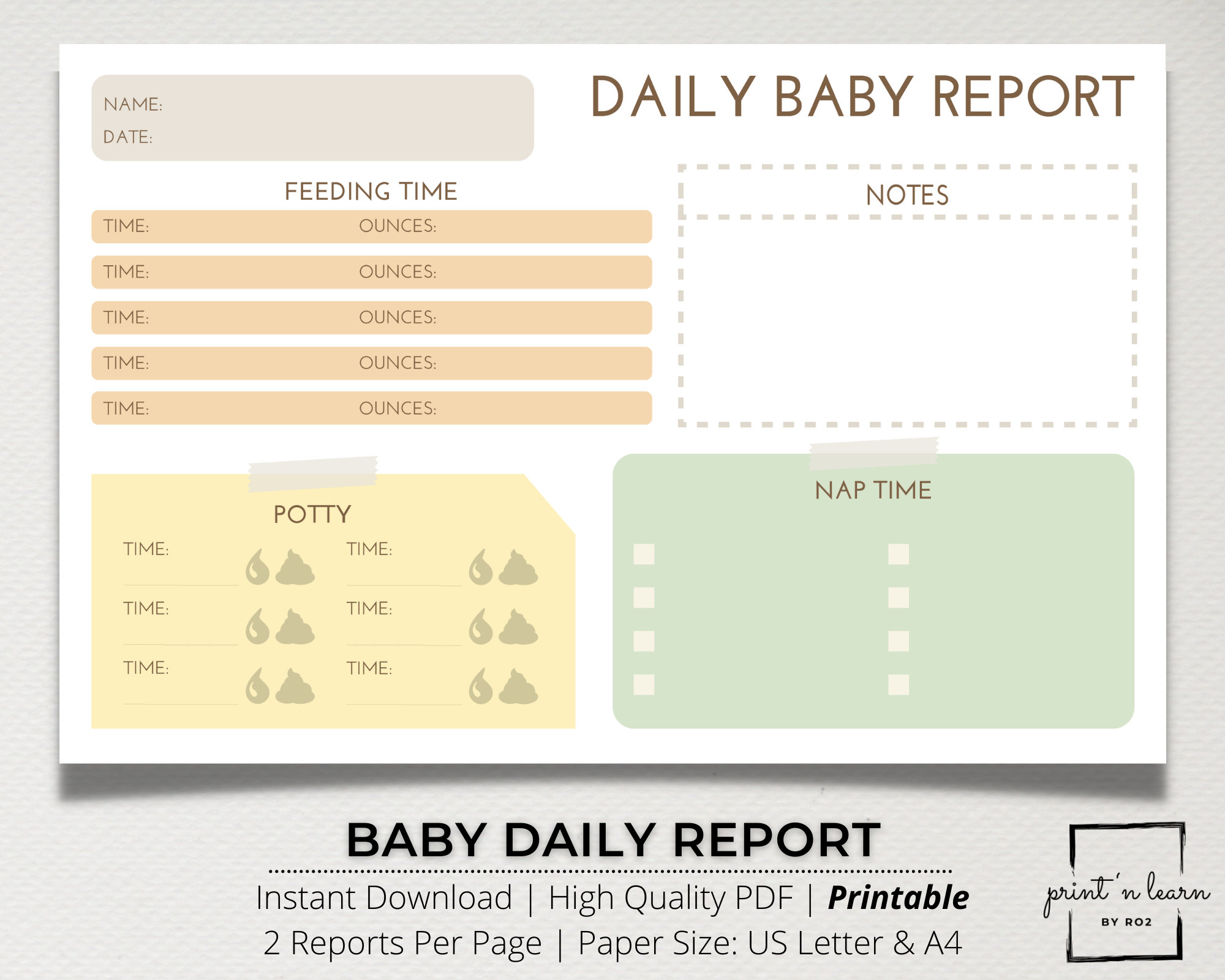 Baby Daily Log Template, Baby Daily Report, Baby Report, Baby Tracker ...