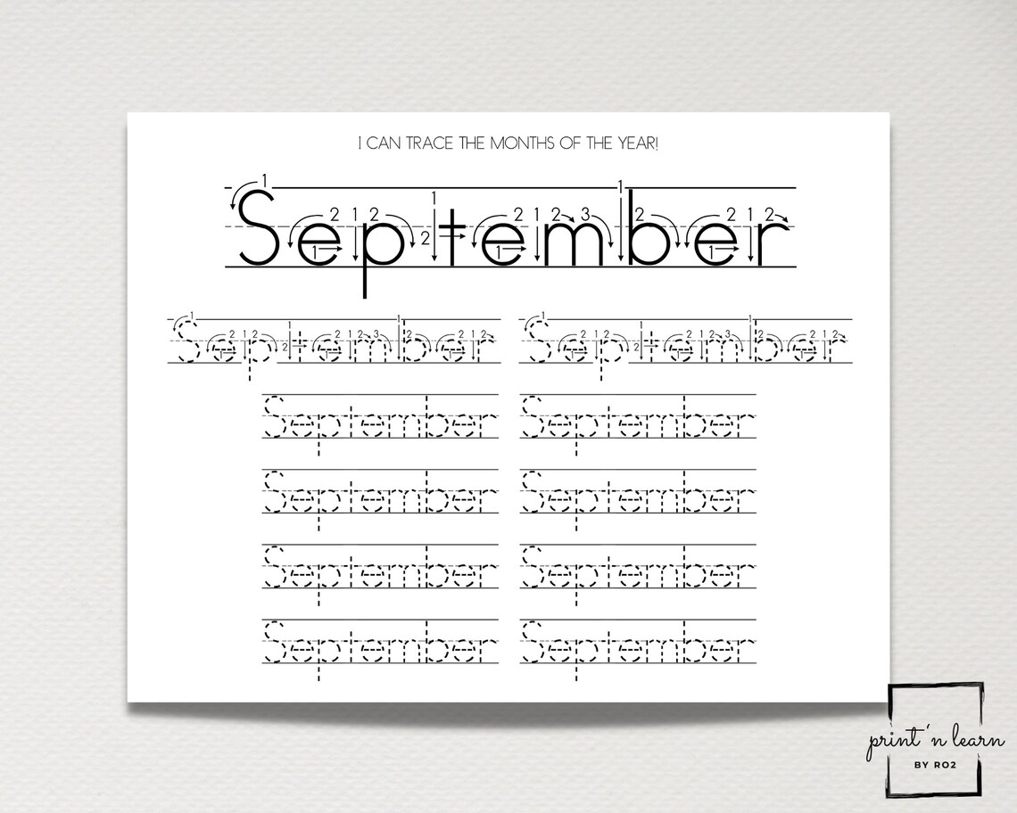 Months Tracing Packet, Handwriting Practice, Tracing Worksheets ...