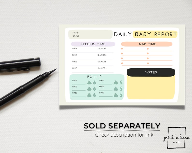 Toddler Daily Log Template, Child Daily Report, Toddler Report, Daycare ...