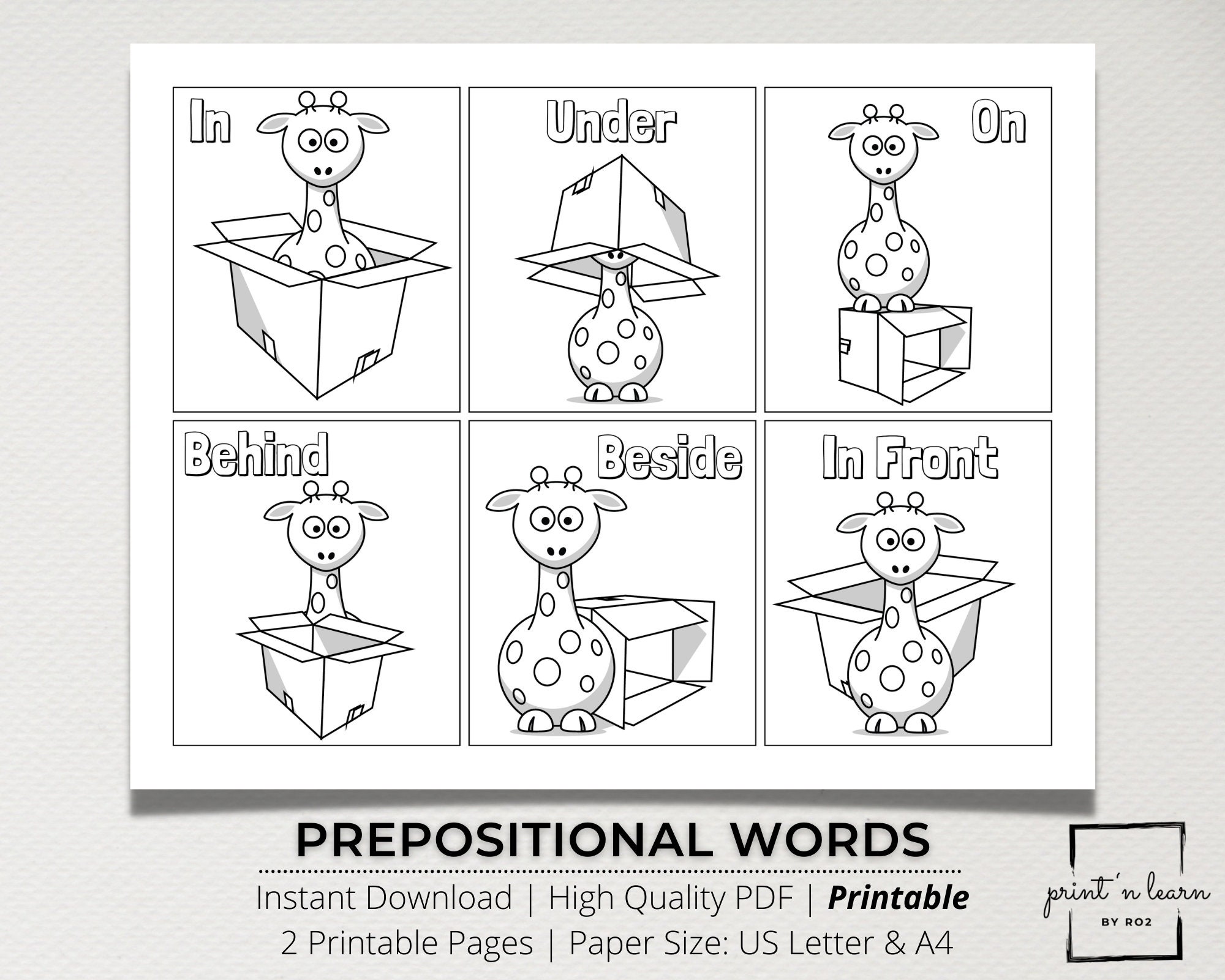 Prepositional Words COLORING SHEETS Prepositions Learning | Etsy Australia