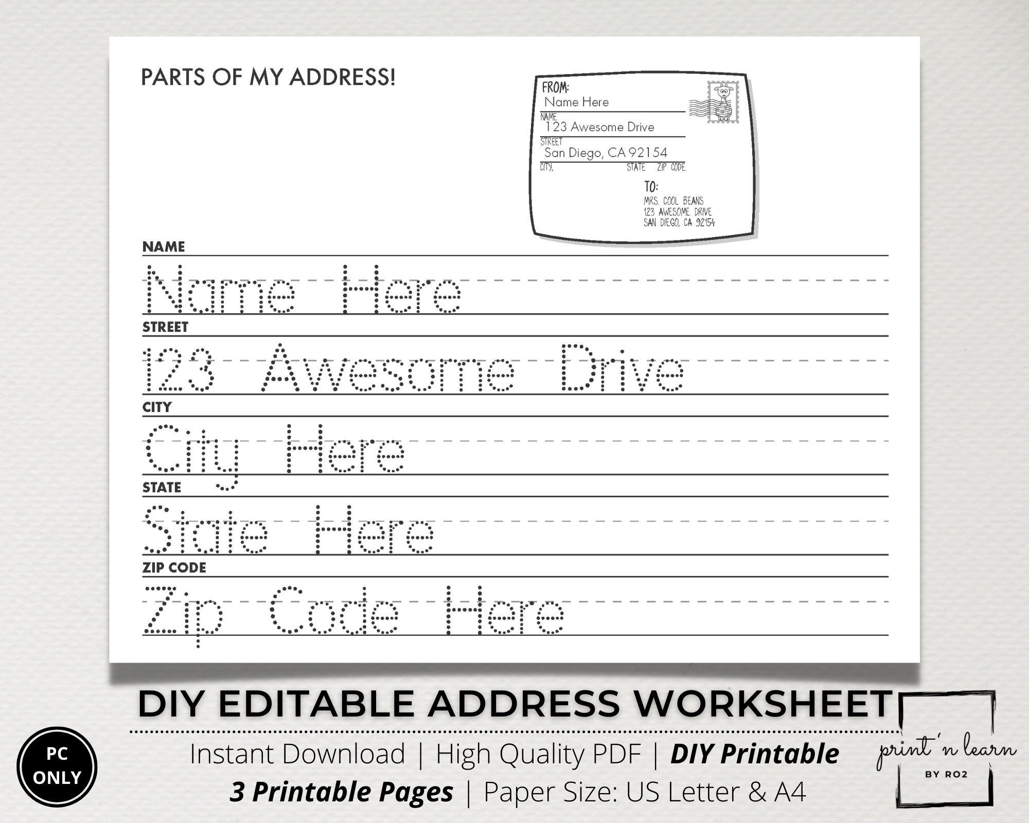 Address Worksheet - Etsy