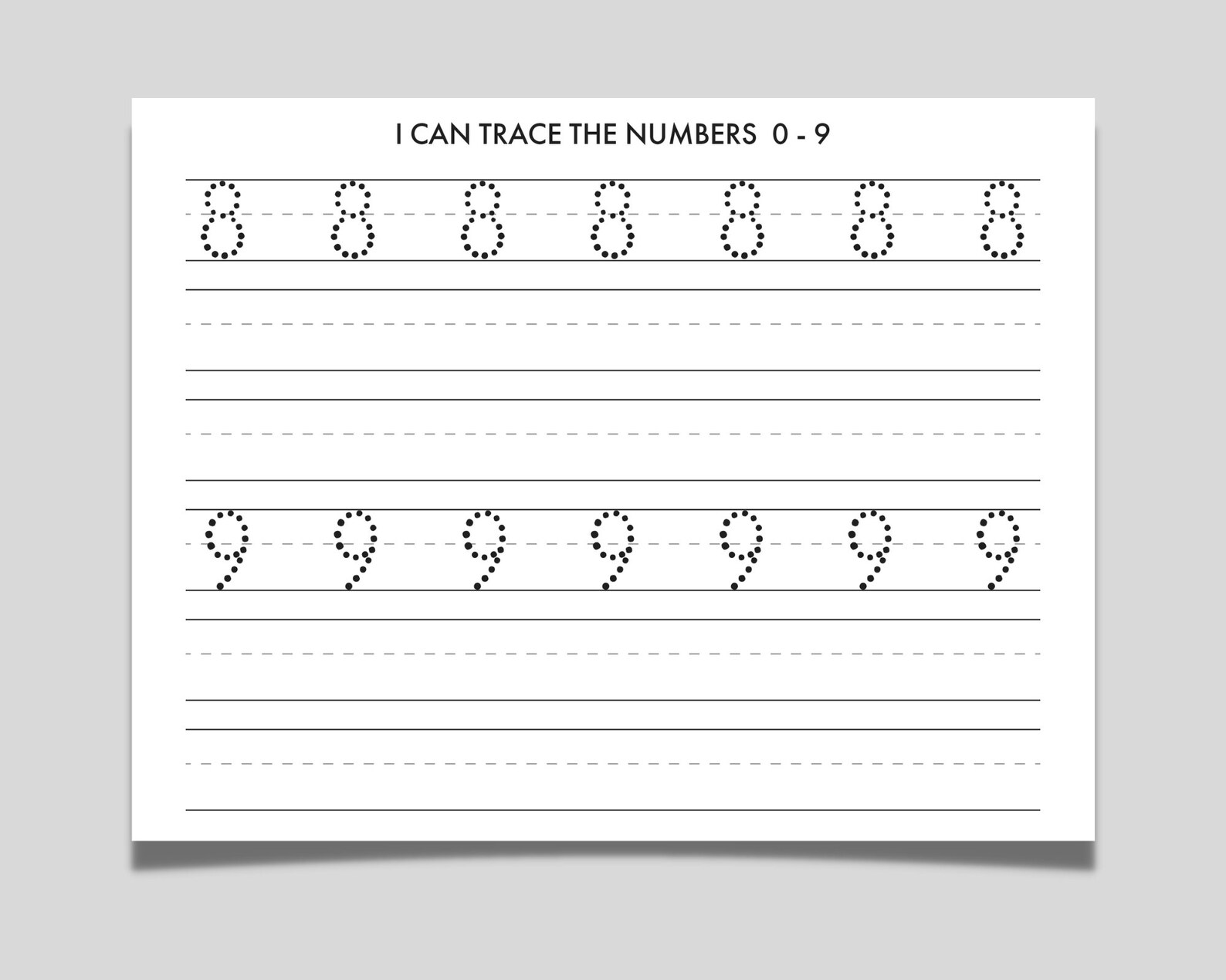 Number Tracing Sheet, Handwriting Practice, Number Writing, Number ...