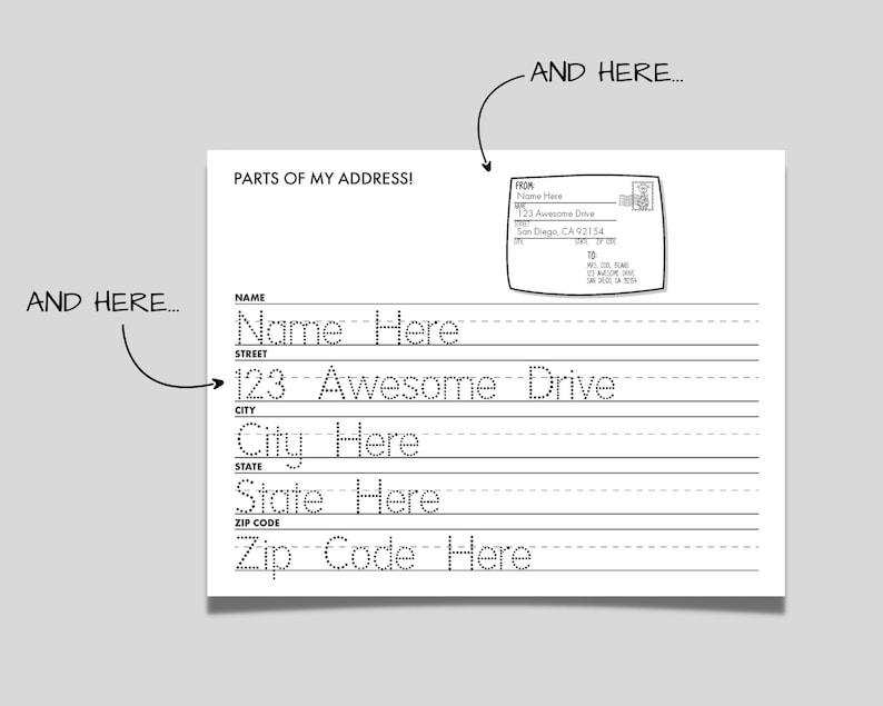 Address Tracing Sheet, I Know My Address, Address Worksheet, Address ...