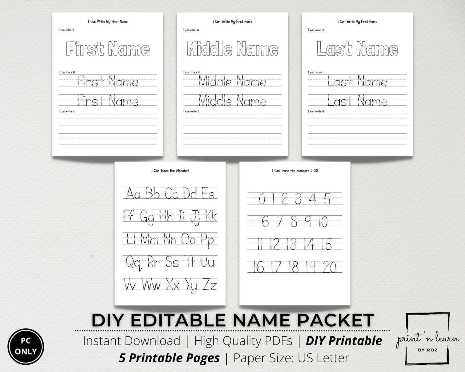 Custom Name Tracing Packet, Handwriting Practice, Name Writing, Name ...