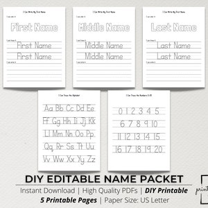 Custom Name Tracing Packet, Handwriting Practice, Name Writing, Name ...