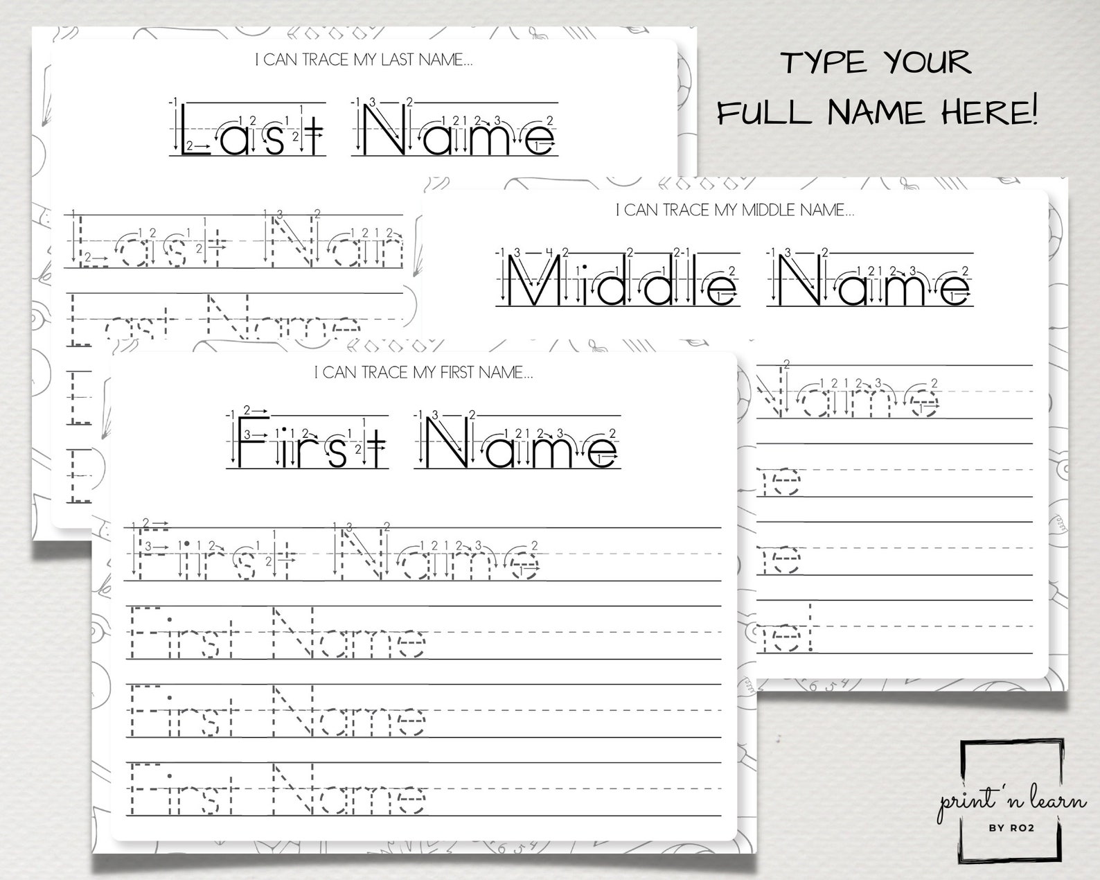 EDITABLE Name Tracing Packet Handwriting Practice Name - Etsy