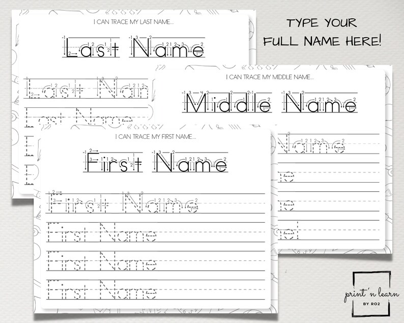 EDITABLE Name Tracing Packet Handwriting Practice Name - Etsy