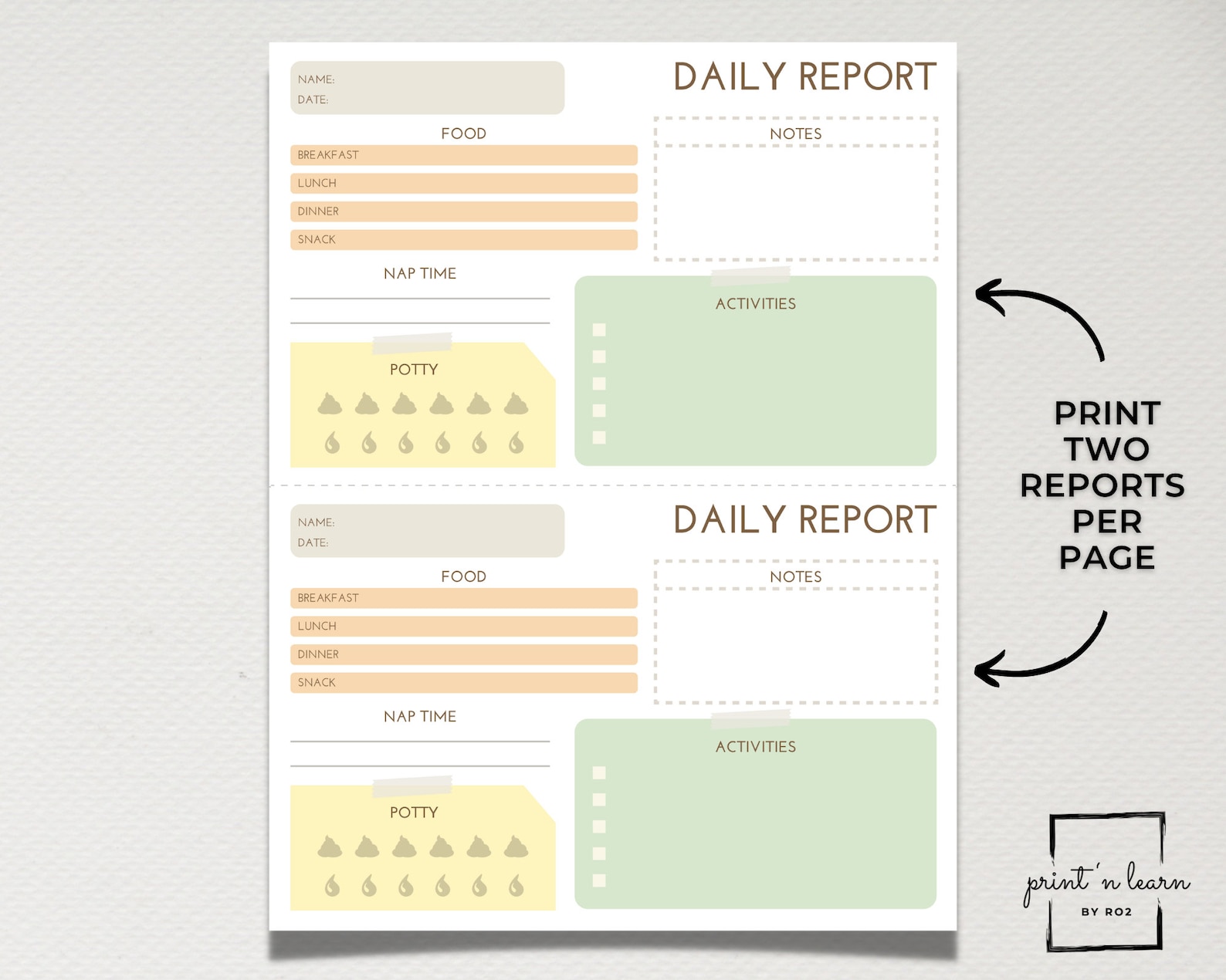 Toddler Daily Log Template, Child Daily Report, Toddler Report, Daycare ...