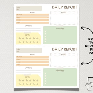 Toddler Daily Log Template, Child Daily Report, Toddler Report, Daycare ...
