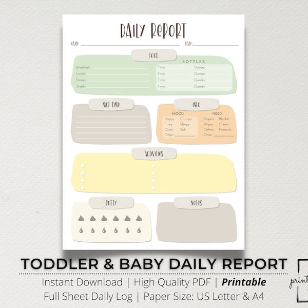 Toddler Daily Report - Etsy
