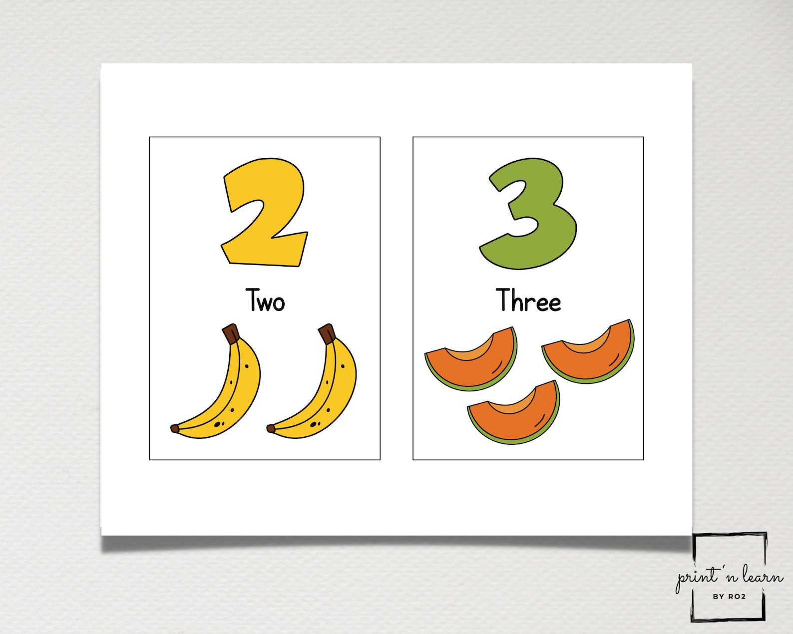 Number Flashcards, Count to 20, Fruit Flashcards, Printable Prek ...