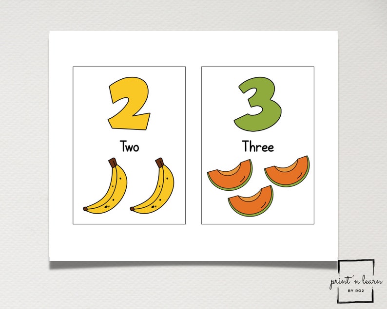 Number Flashcards, Count to 20, Fruit Flashcards, Printable Prek ...