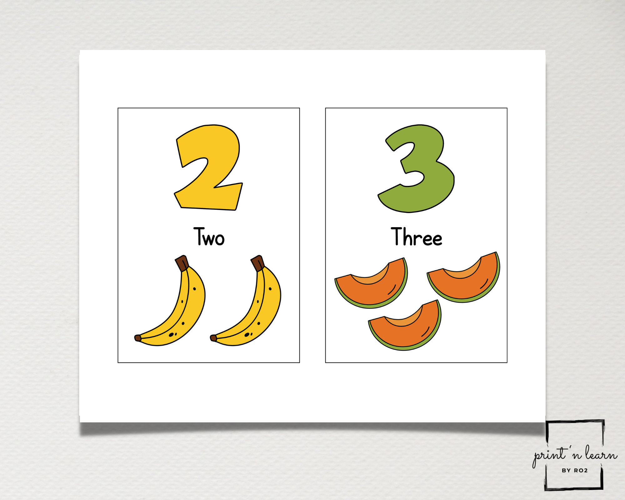 Number Flashcards, Count to 20, Fruit Flashcards, Printable Prek ...