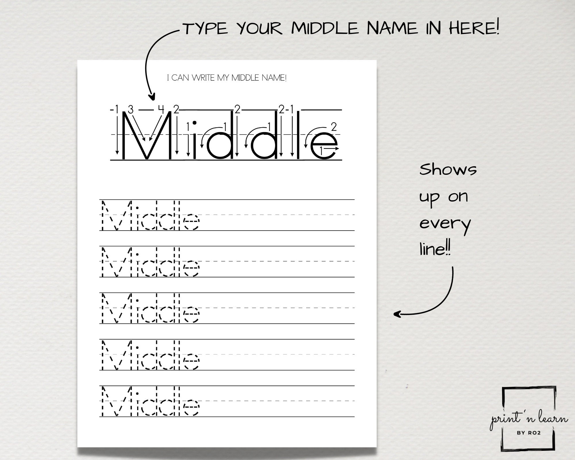 Custom Name Tracing Sheet, Handwriting Practice, Name Writing, Name ...