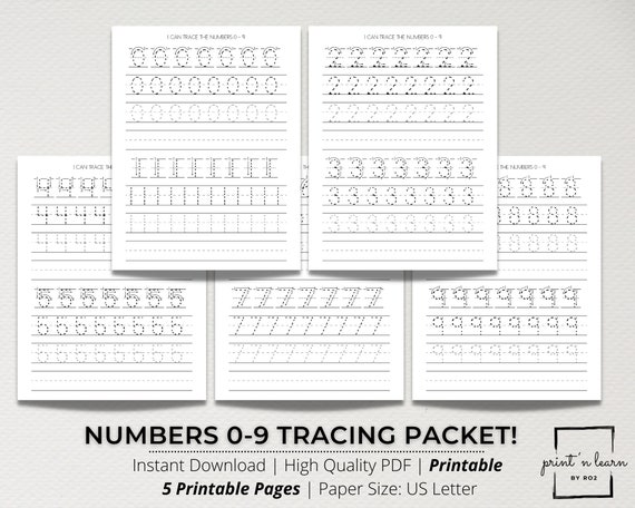 Numbers Worksheet Handwriting Practice Number Writing - Etsy