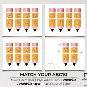 Alphabet Matching Cards, Alphabet Letter Uppercase and Lowercase Match ...
