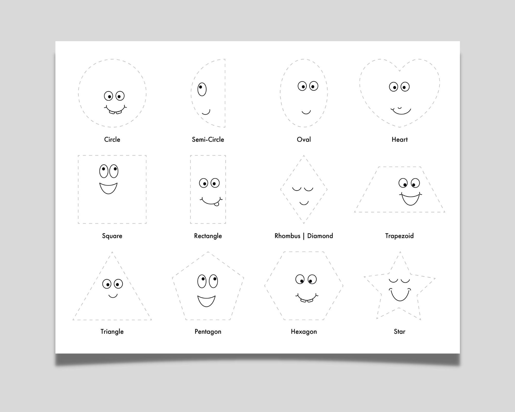 Shape Tracing, Basic Shapes Worksheet, Preschool Shape Tracing, Shapes ...