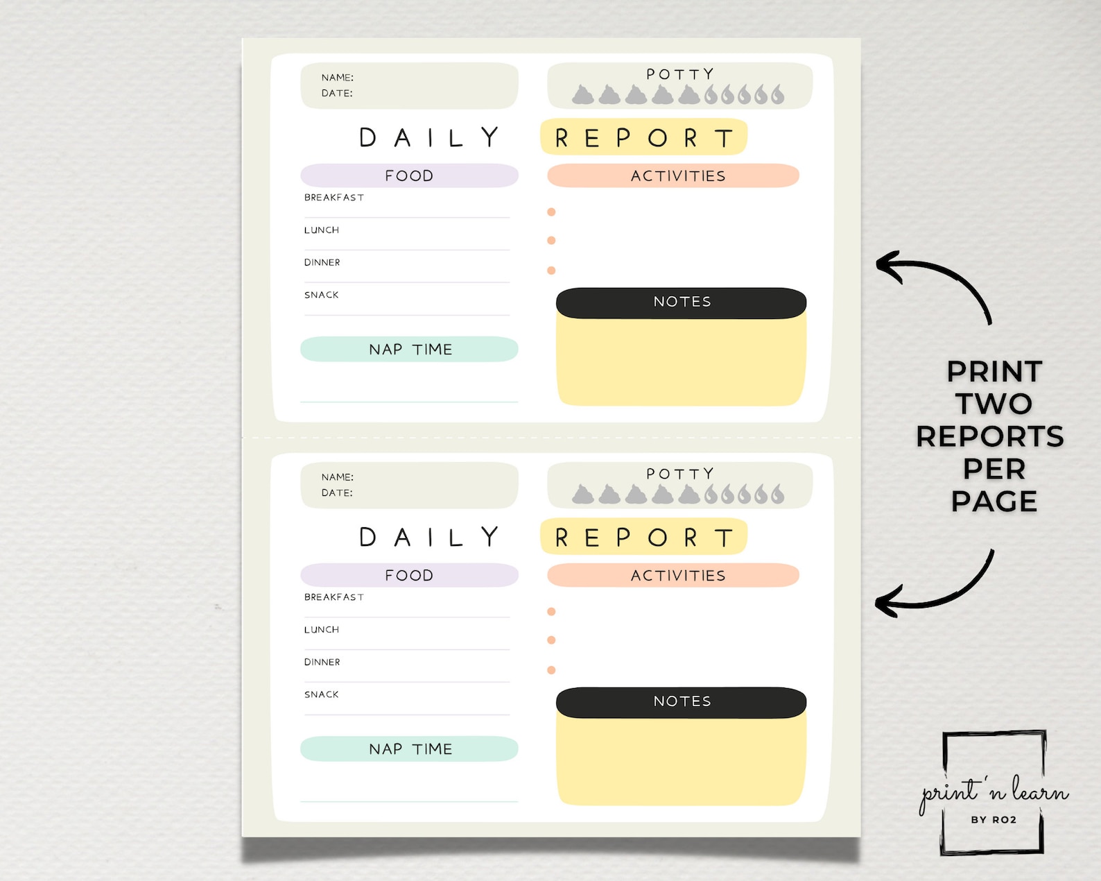 Toddler Daily Log Template, Daily Report, Toddler Report, Daycare ...